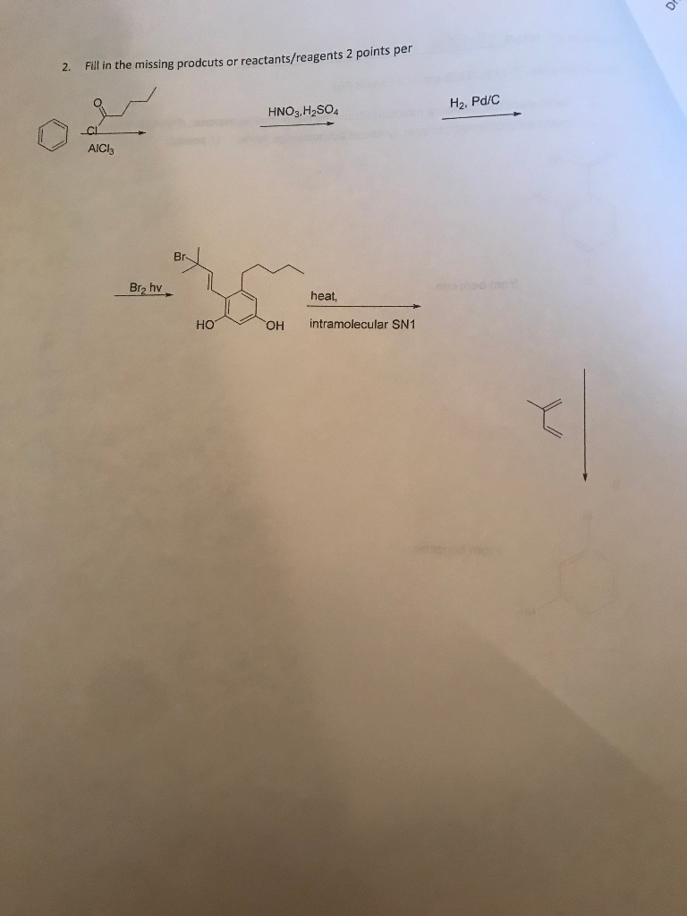 Solved 2. Fill in the missing products or reactants/reagents | Chegg.com