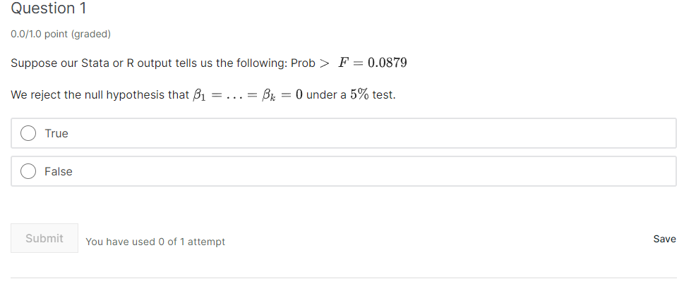 Solved Question 1 0.0/1.0 point (graded) Suppose our Stata | Chegg.com