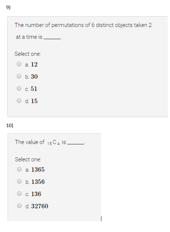 Solved 9) The number of permutations of 6 distinct objects | Chegg.com