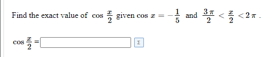 Solved Find the exact value of cos 1 3 į given cos r = and | Chegg.com