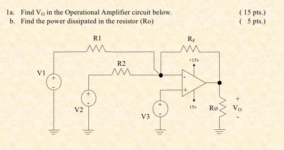 Solved 1a. Find VO in the Operational Amplifier circuit | Chegg.com
