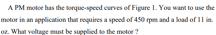 Solved A PM motor has the torque-speed curves of Figure 1. | Chegg.com