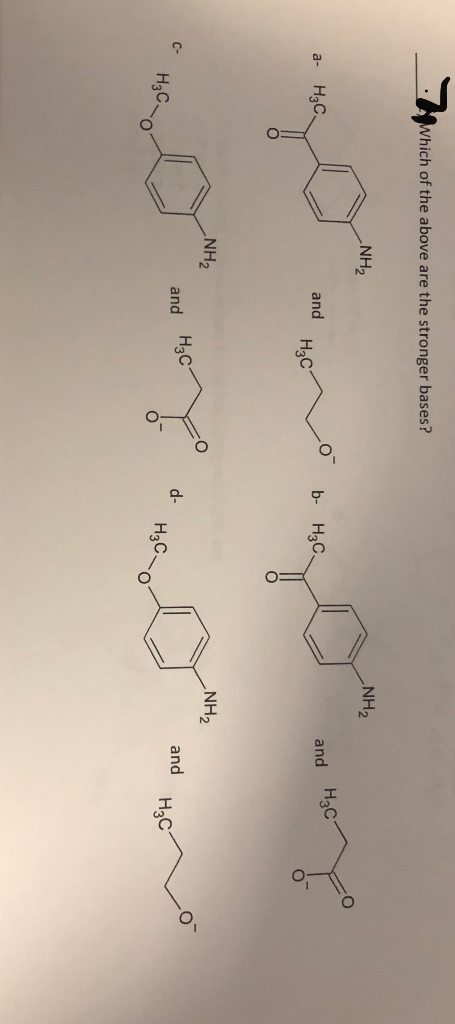 Solved 20 Which of the above are the stronger bases? NH2 | Chegg.com