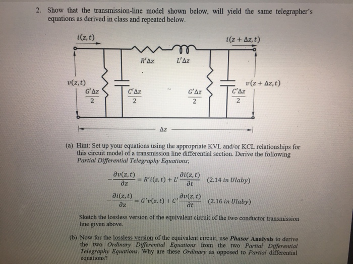 Solved Show that the transmission-line model shown below, | Chegg.com