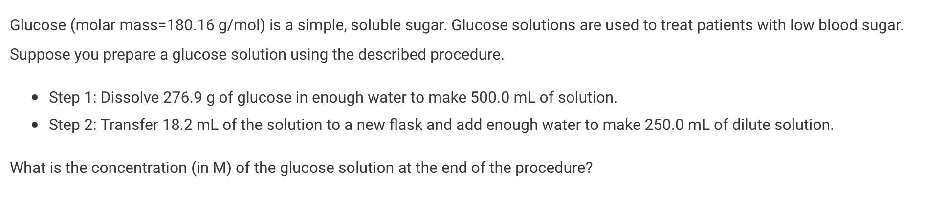 Solved Glucose (molar mass =180.16gmol ) ﻿is a simple, | Chegg.com