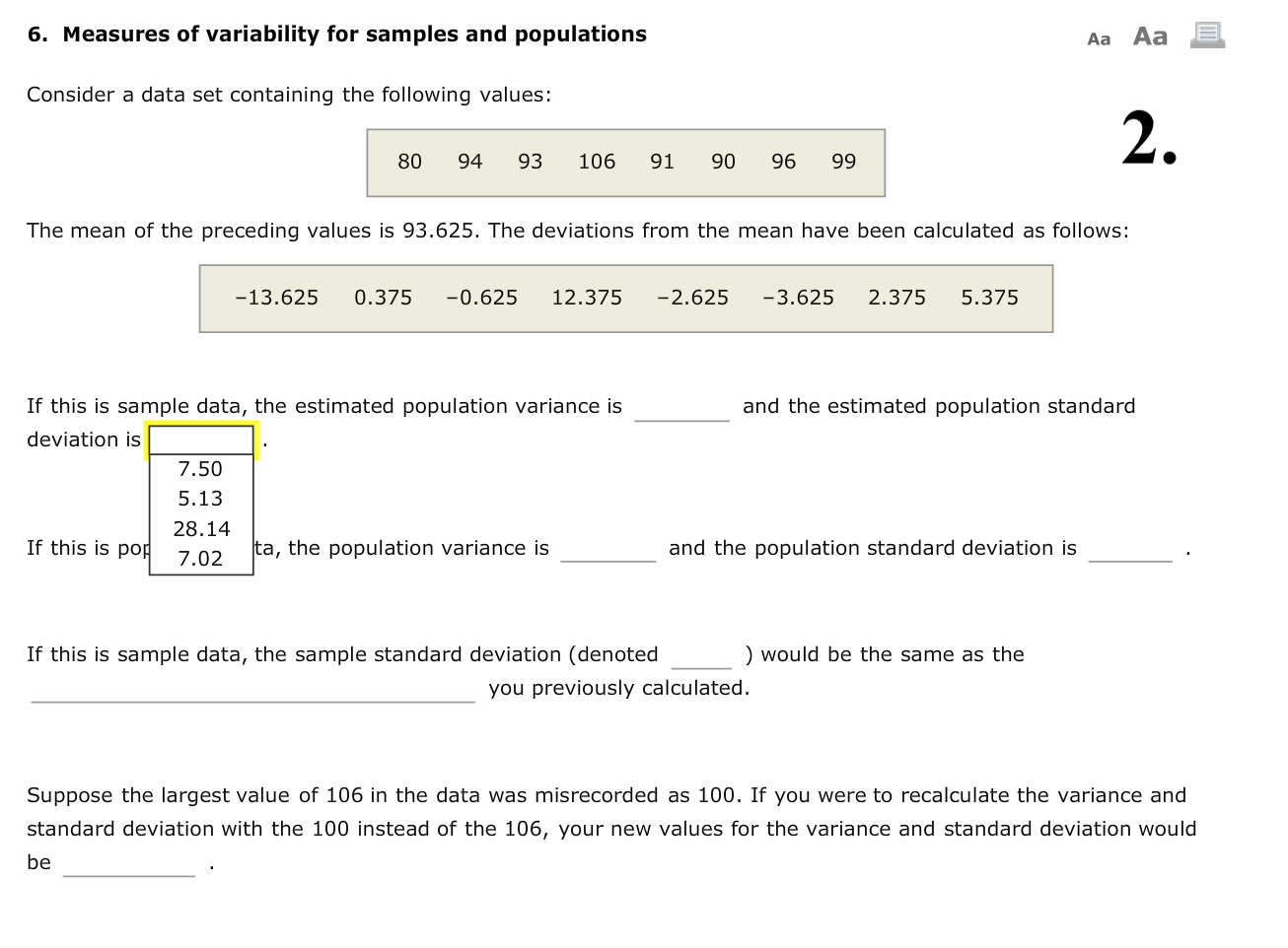 Solved 6. Measures of variability for samples and | Chegg.com