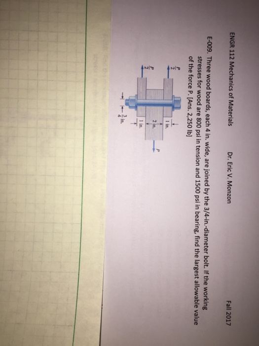 Solved ENGR 112 Mechanics of Materials Dr. Eric V. Monzon | Chegg.com