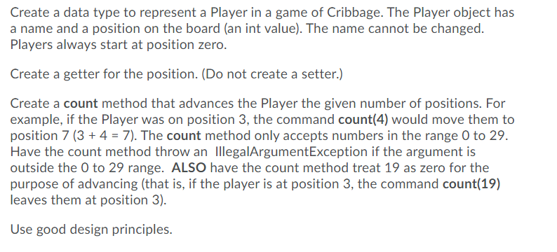 Solved Create a data type to represent a Player in a game of | Chegg.com