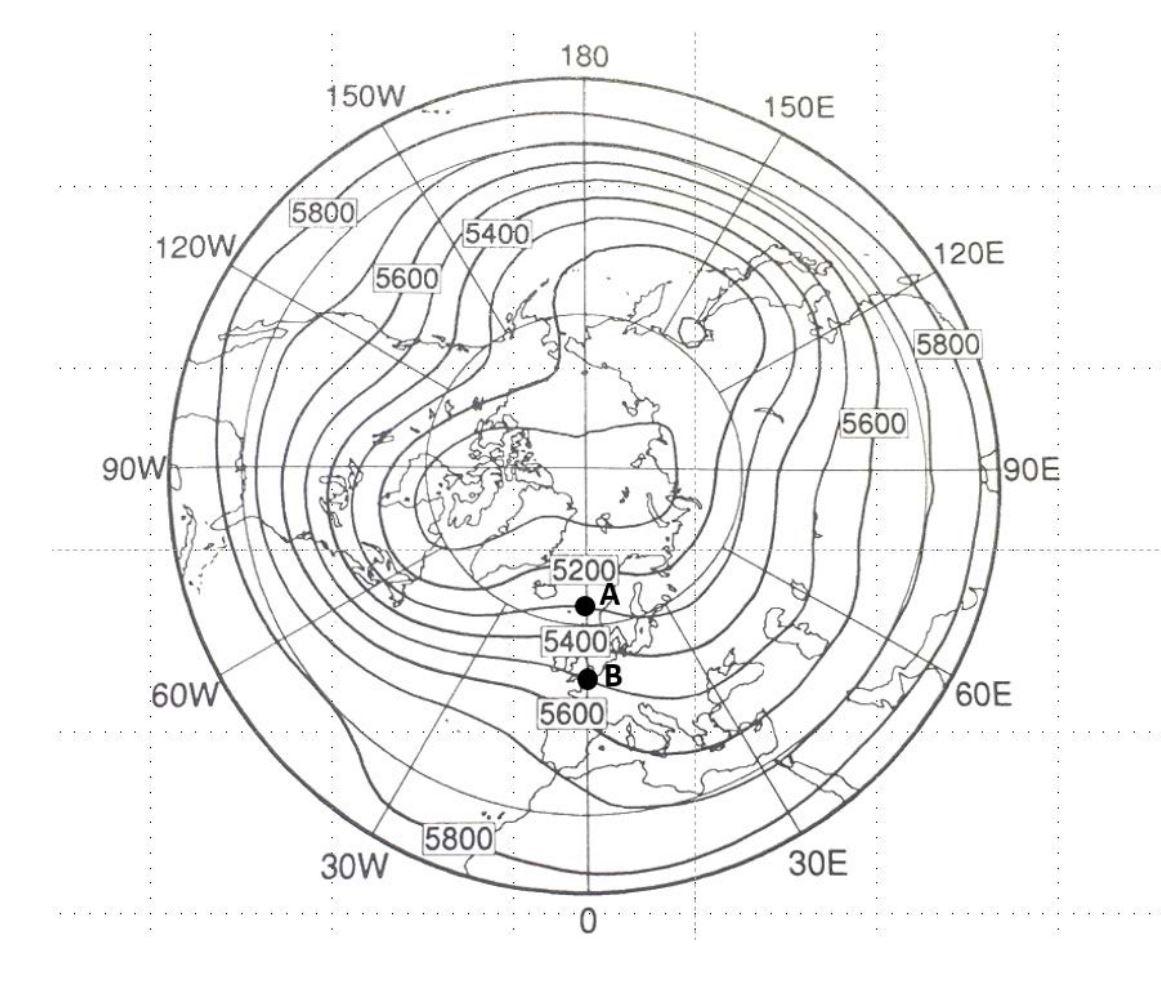 Solved Below is a map of the average 500mb height for | Chegg.com