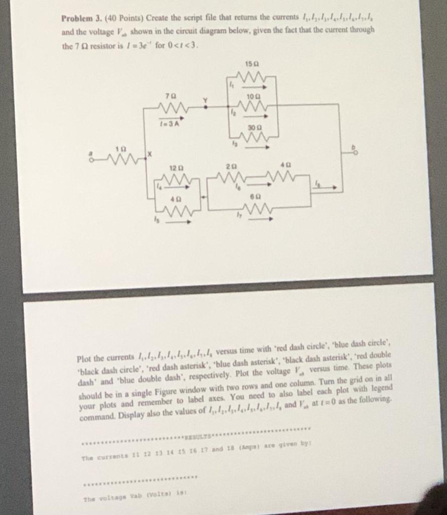 Solved Problem 3. (40 Points) Create the script file that | Chegg.com