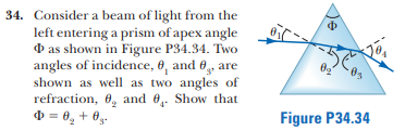 Solved 34. Consider a beam of light from the left entering a | Chegg.com