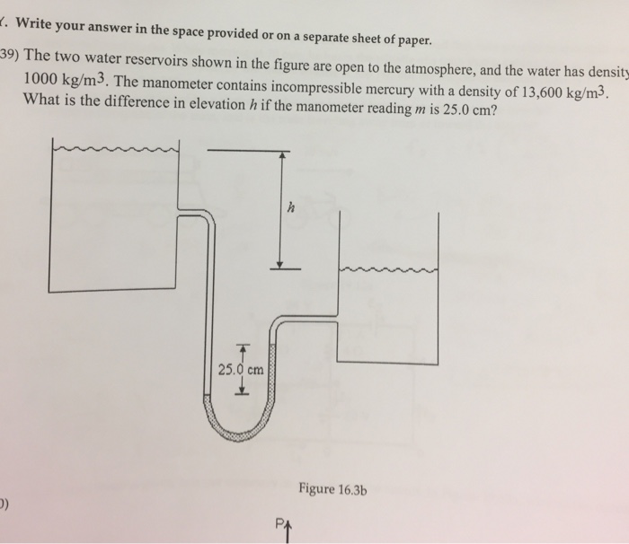 Solved The two water reservoirs shown in the figure are open | Chegg.com