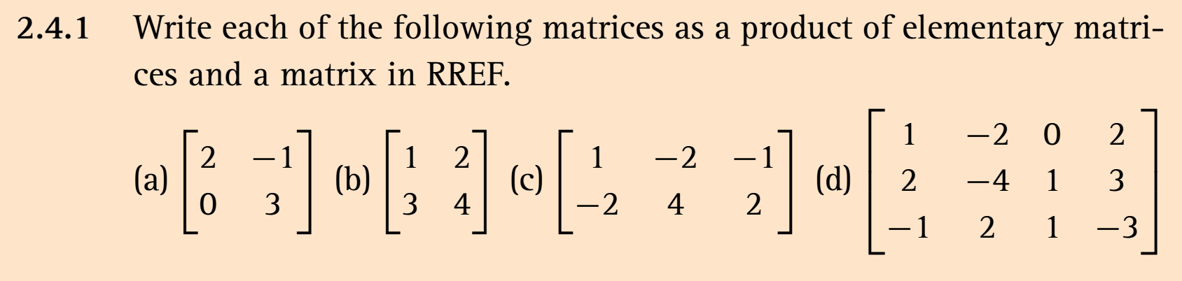 Solved 2.4.1 Write each of the following matrices as a | Chegg.com