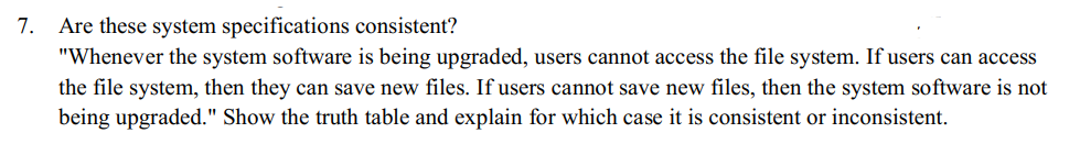 Solved 7. Are these system specifications consistent? | Chegg.com