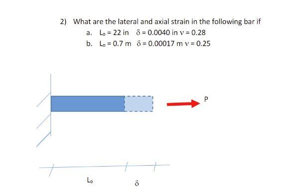 Solved 2) What are the lateral and axial strain in the | Chegg.com