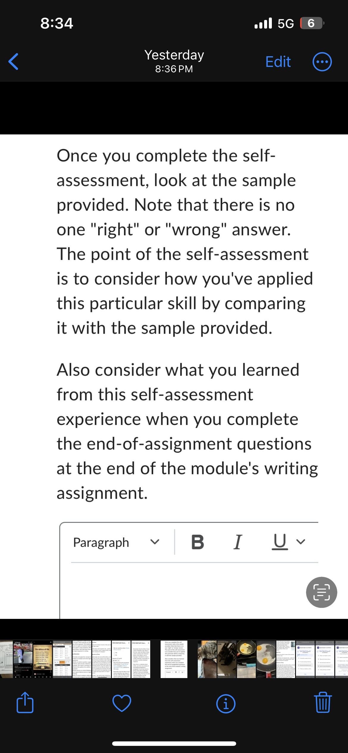 Once you complete the selfassessment, look at the | Chegg.com