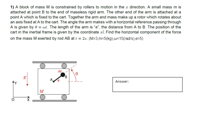 Solved A block of mass M ﻿is constrained by rollers to | Chegg.com