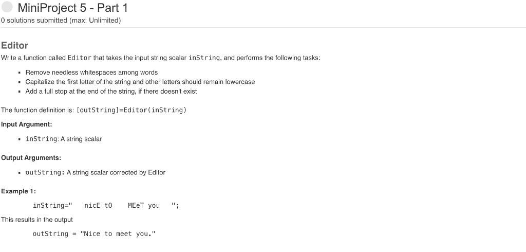 Solved MiniProject 5 - Part 1 O solutions submitted (max: | Chegg.com