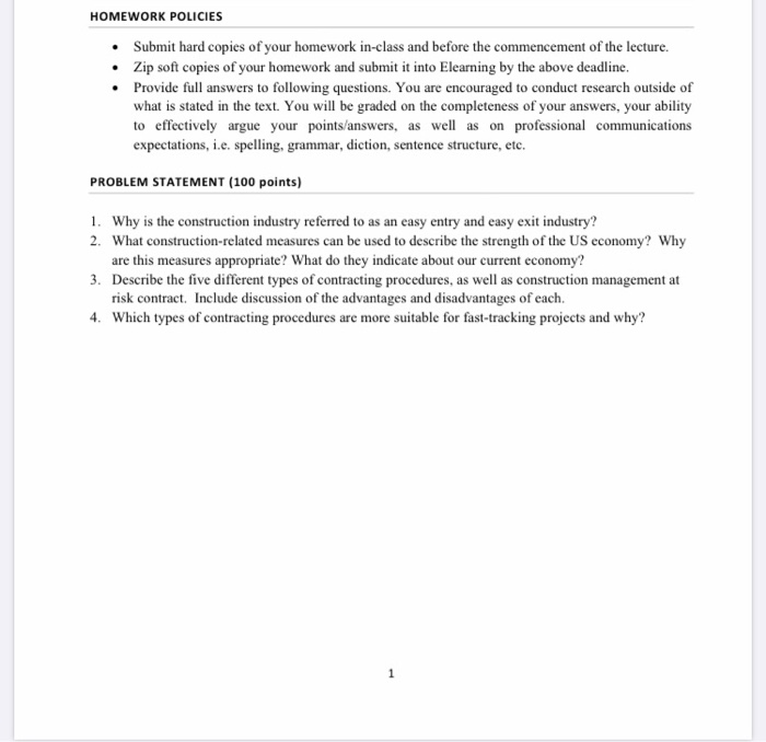 Solved HOMEWORK POLICIES Submit hard copies of your homework | Chegg.com