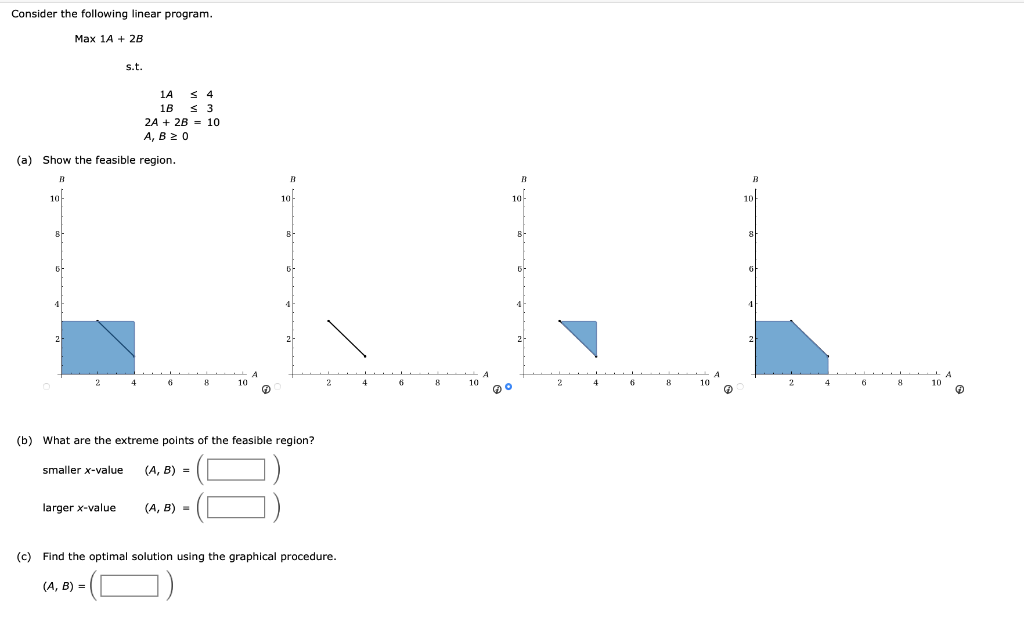 Solved Consider the following linear program. Max 1A+2B | Chegg.com