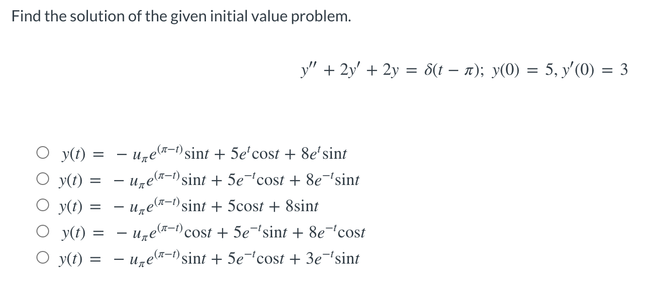 Solved Find the solution of the given initial value problem. | Chegg.com