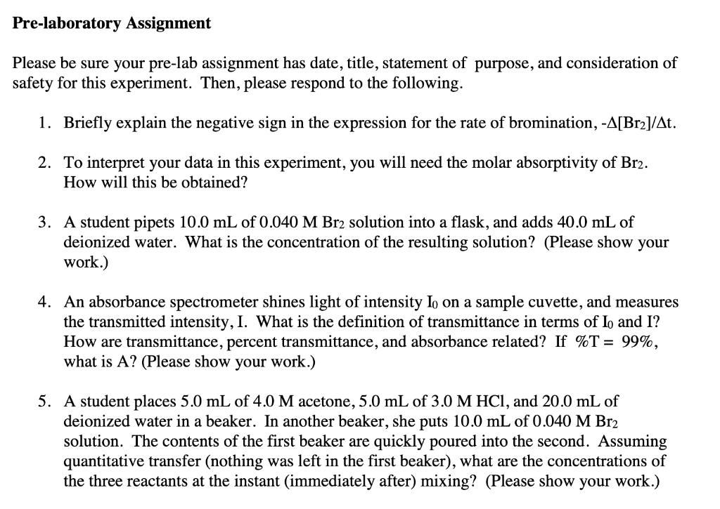 Pre-laboratory Assignment Please be sure your pre-lab | Chegg.com