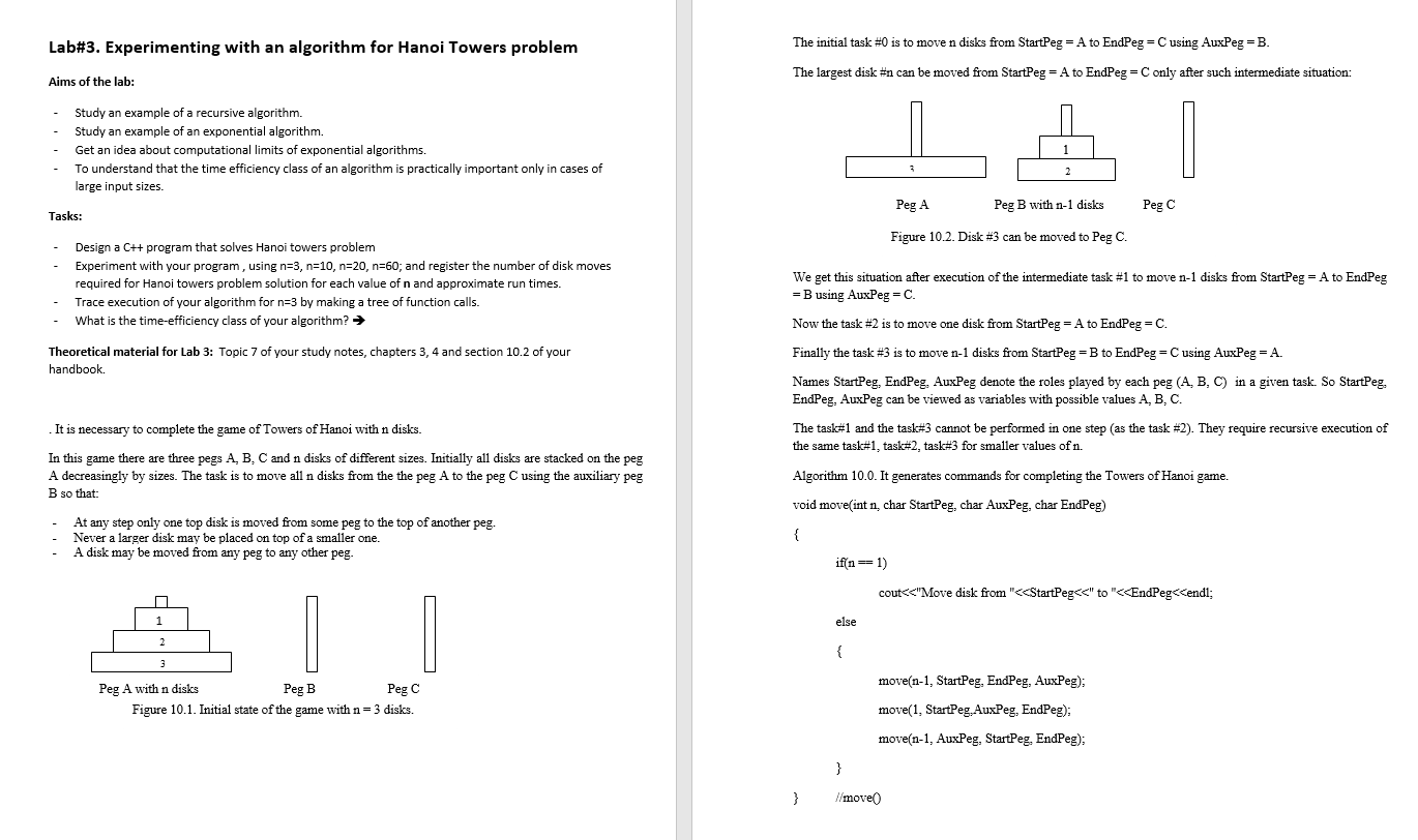Solved Design a C++ program that solves Hanoi towers | Chegg.com