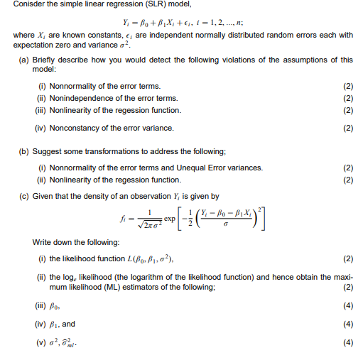 Solved Conisder the simple linear regression (SLR) model, Y | Chegg.com