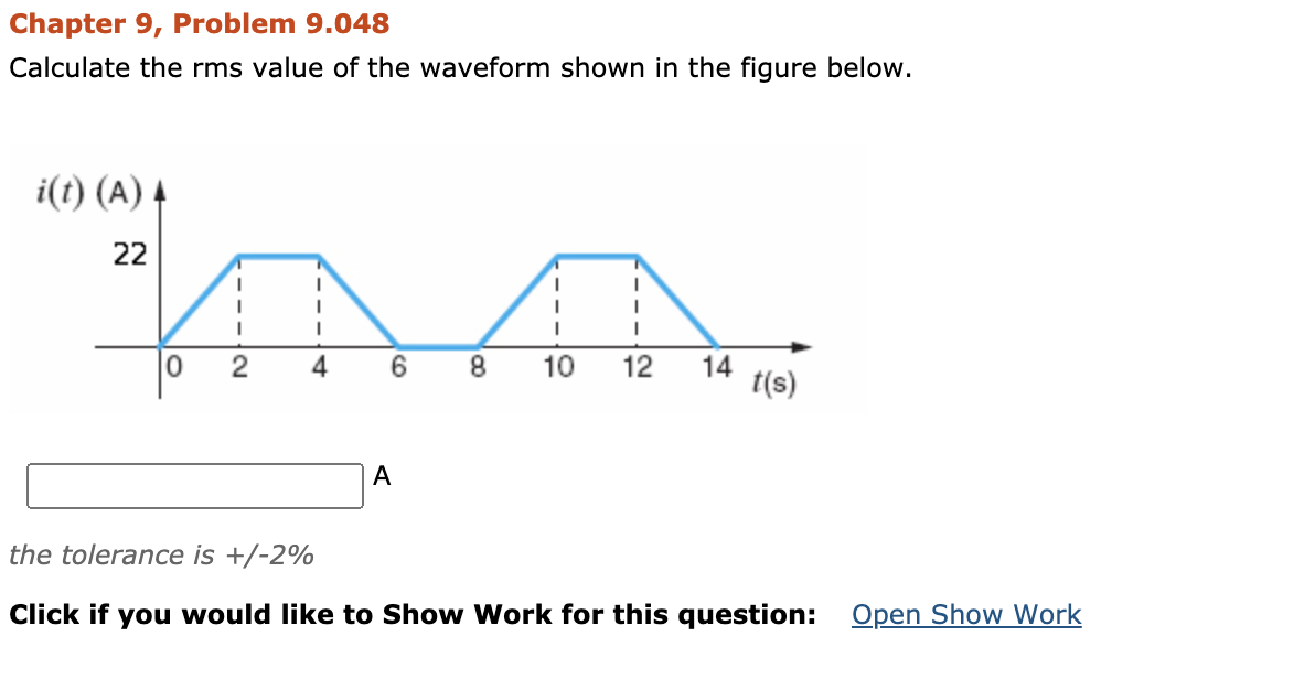 Solved Chapter 9, Problem 9.048 Calculate the rms value of | Chegg.com
