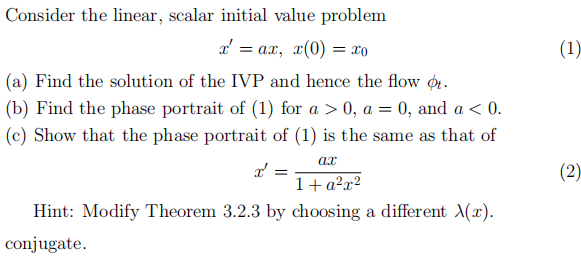 Solved (1) Consider the linear, scalar initial value problem | Chegg.com