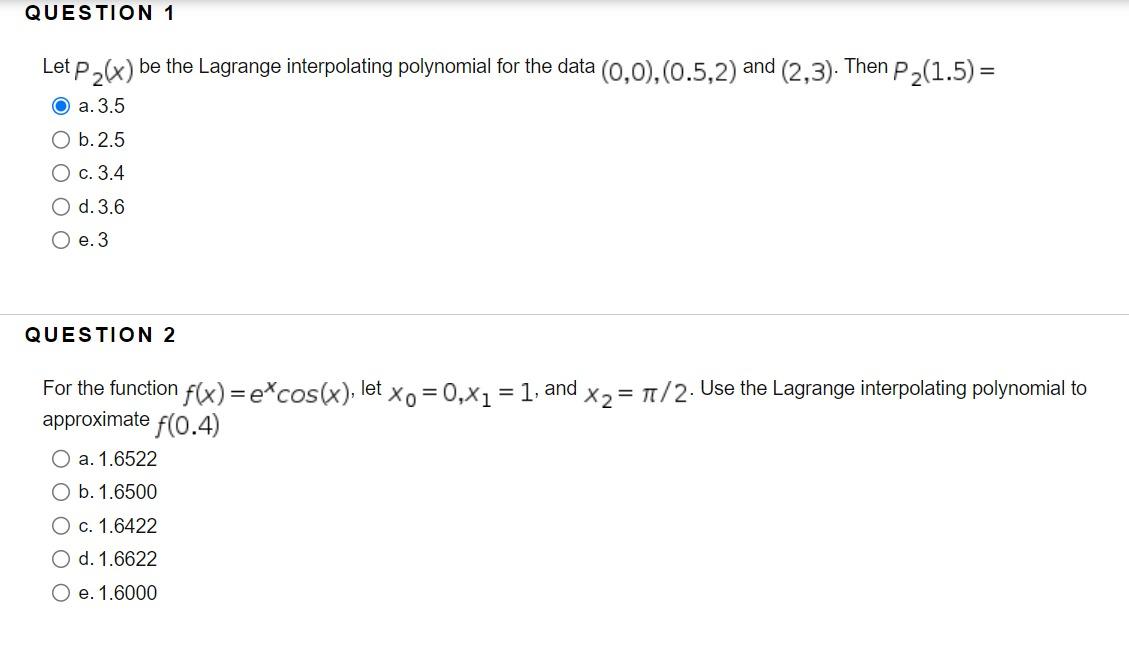 Solved Let P2x Be The Lagrange Interpolating Polynomial 0582