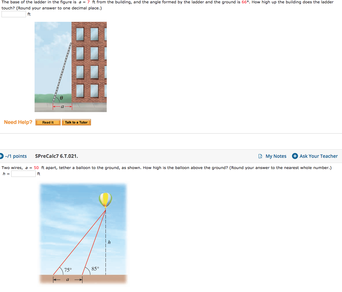 Solved The base of the ladder in the figure is a = 7 ft from | Chegg.com