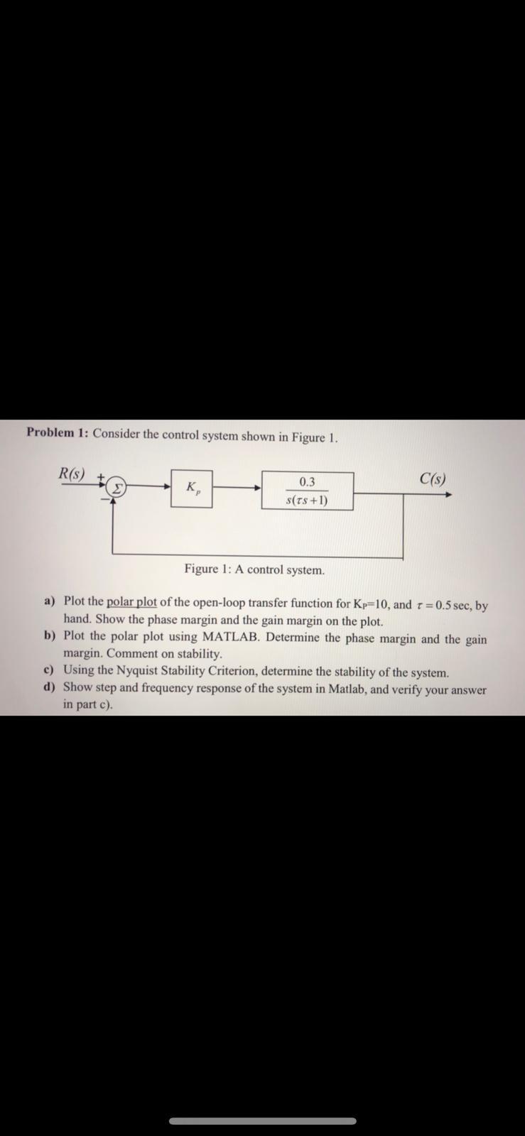 Solved Problem 1: Consider the control system shown in | Chegg.com