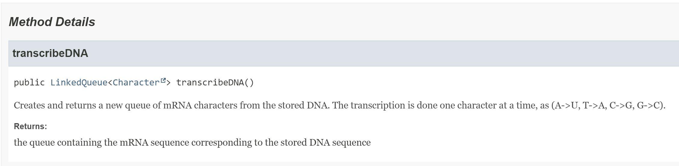 Solved Class DNA java.lang.Object DNA public class DNA | Chegg.com