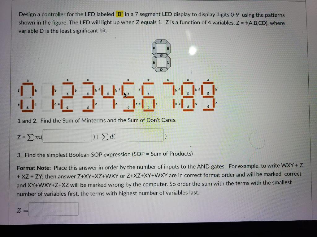 Solved Design a controller for the LED labeled "B" in a 7 | Chegg.com