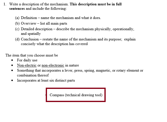 Solved 1. Write a description of the mechanism. This | Chegg.com