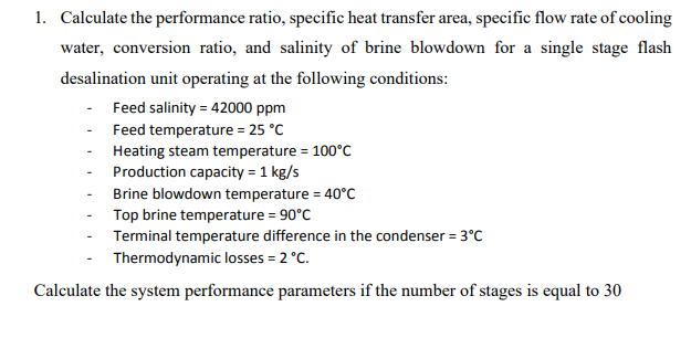 Solved 1. Calculate the performance ratio, specific heat | Chegg.com
