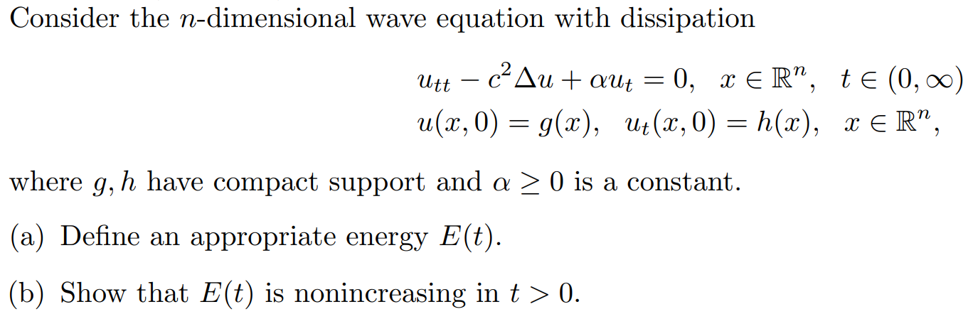 Consider the n-dimensional wave equation with | Chegg.com