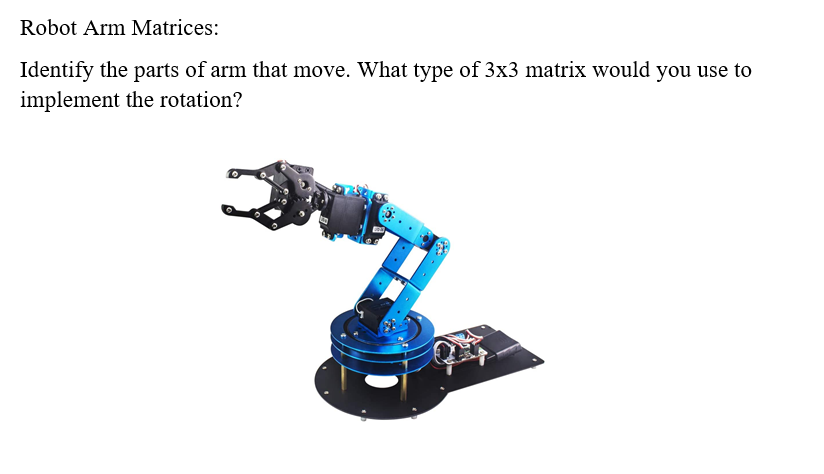 Robot Arm Matrices: Identify the parts of arm that | Chegg.com
