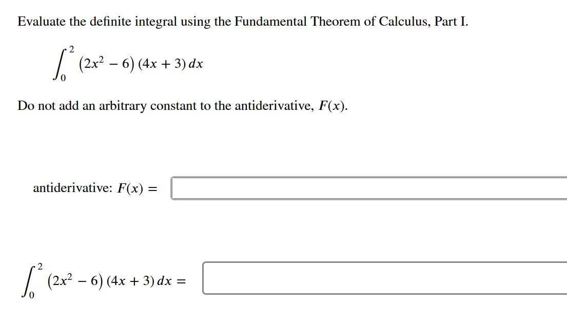 Solved Evaluate the definite integral using the Fundamental | Chegg.com