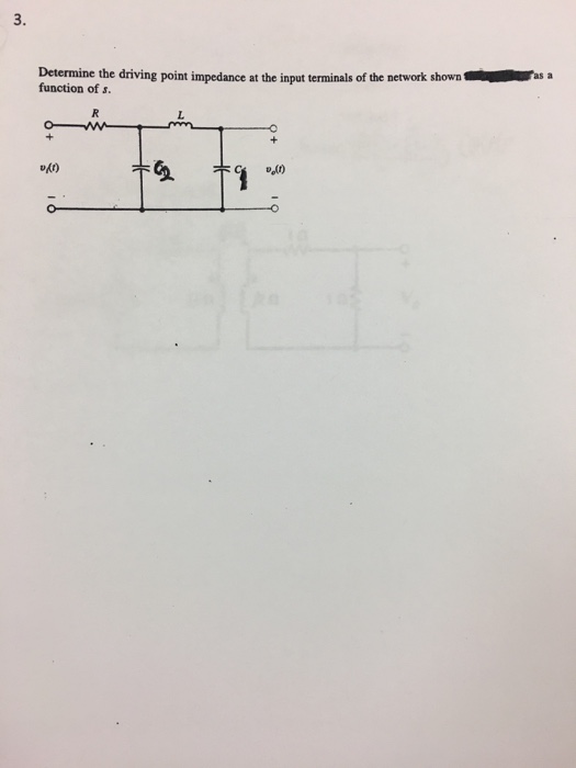 Solved 3. Determine the driving point impedance at the input | Chegg.com
