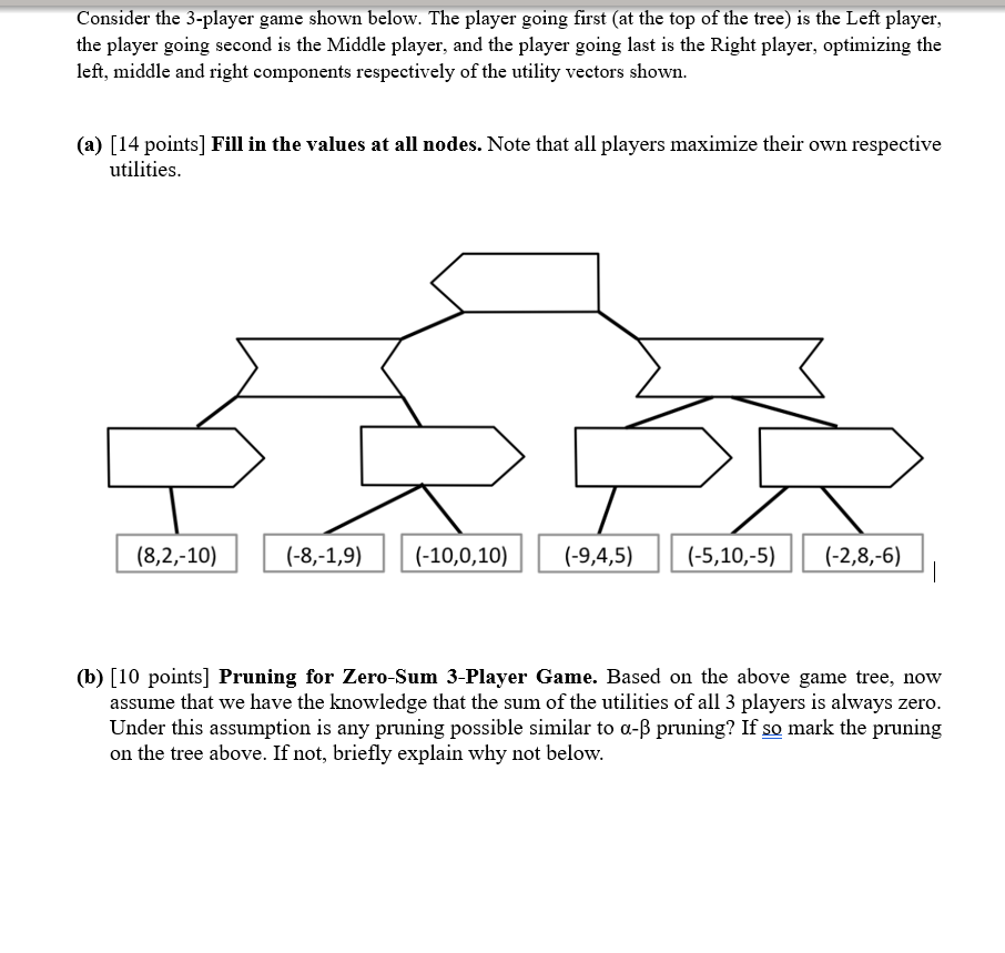 Solved Consider the 3-player game shown below. The player | Chegg.com