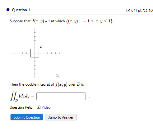 Solved Suppose that f(x,y)=1 at which {(x,y)∣−1≤x,y≤1}. Then | Chegg.com