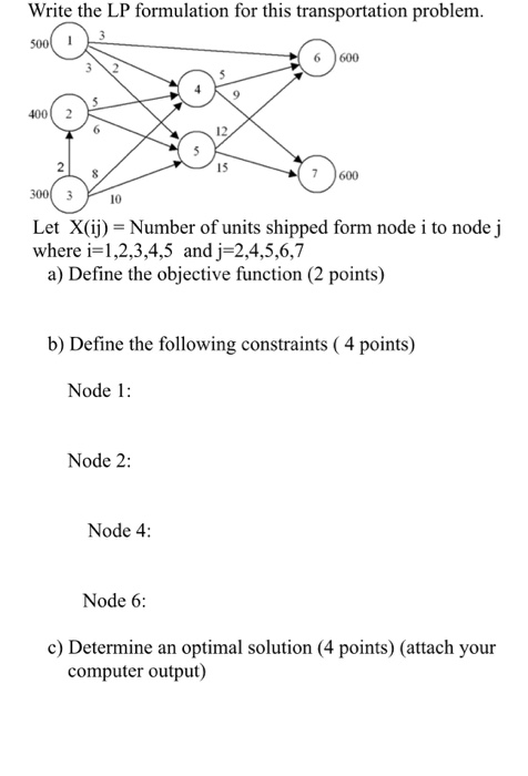 Solved Write the LP formulation for this transportation | Chegg.com