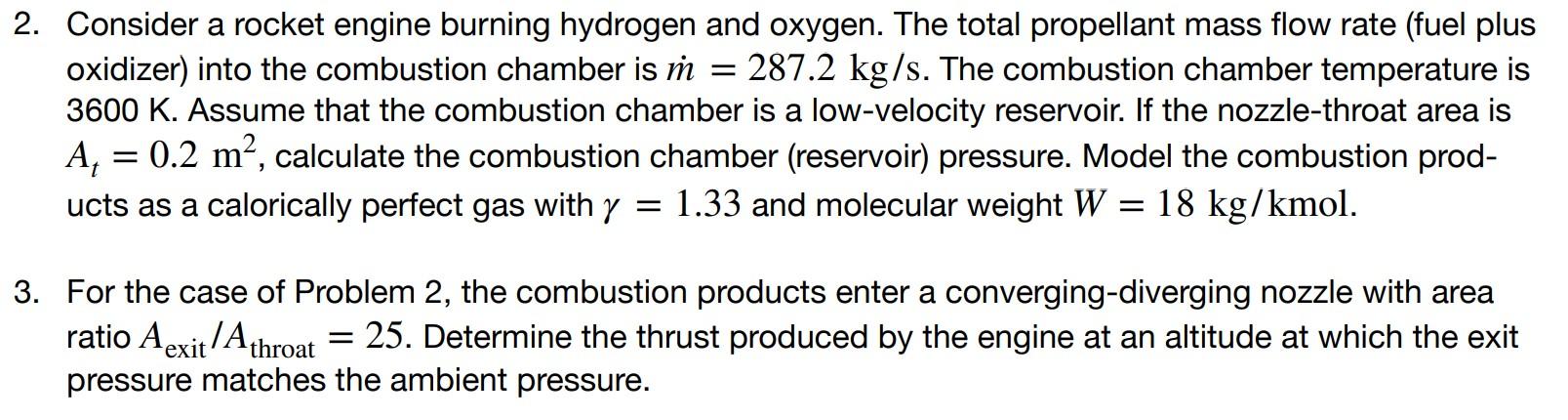 Solved 2. Consider a rocket engine burning hydrogen and | Chegg.com