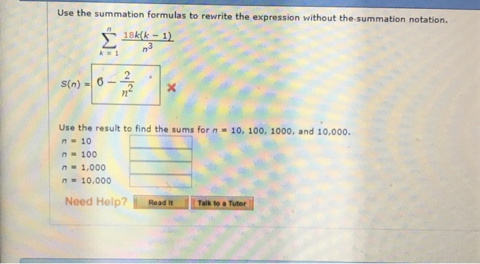 Solved e summation formulas to rewrite the expression | Chegg.com