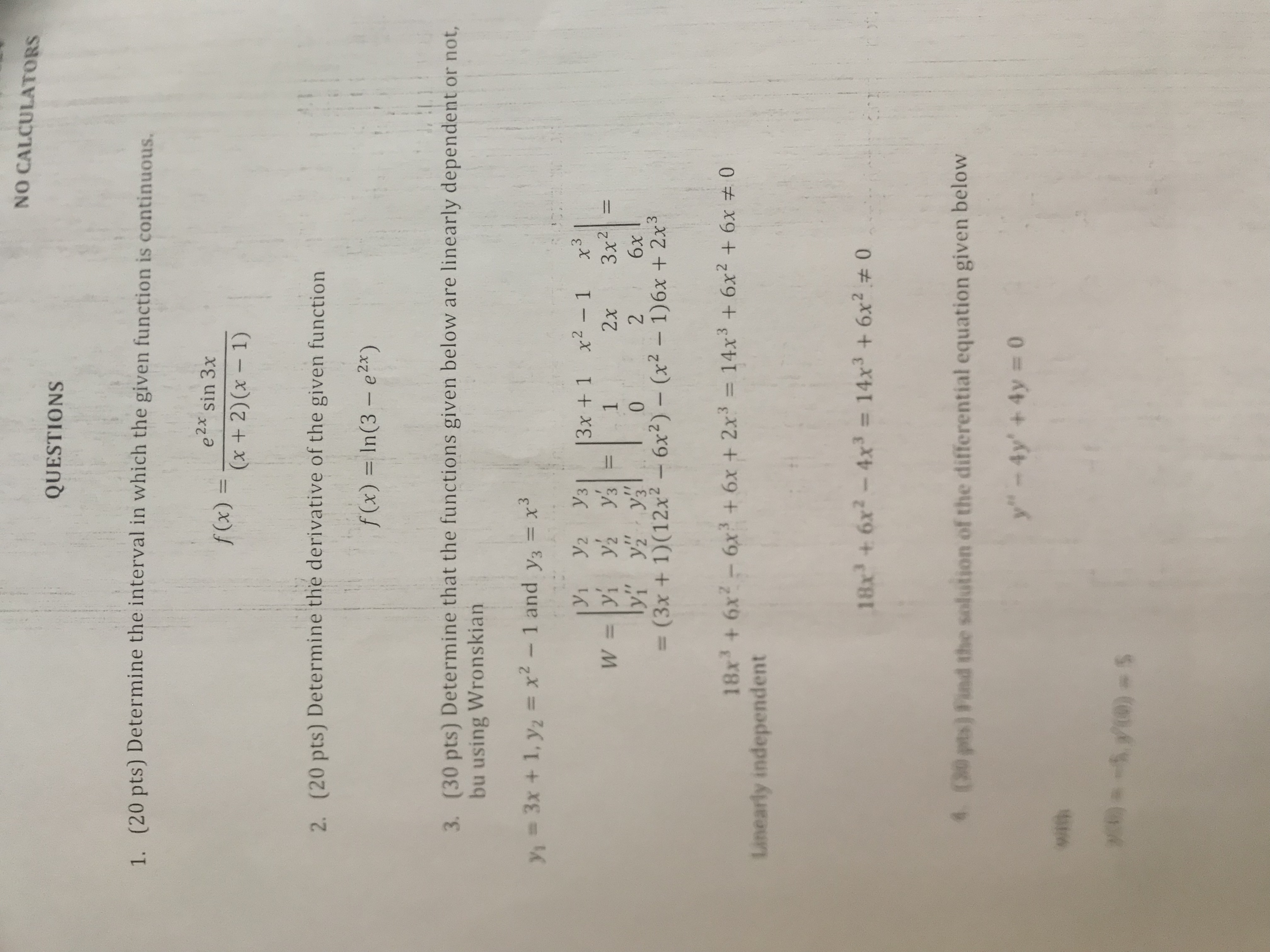 Solved QUESTIONS(20 pts) ﻿Determine the interval in ﻿which | Chegg.com