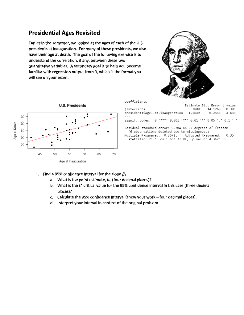 Solved Presidential Ages Revisited Earlier in the semester, | Chegg.com