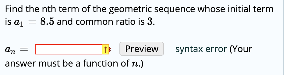 Solved Find the nth term of the geometric sequence whose | Chegg.com