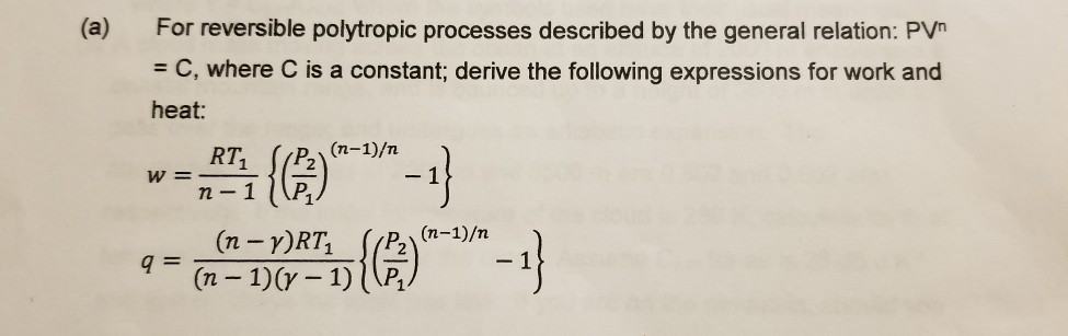 Solved (a) For reversible polytropic processes described by | Chegg.com